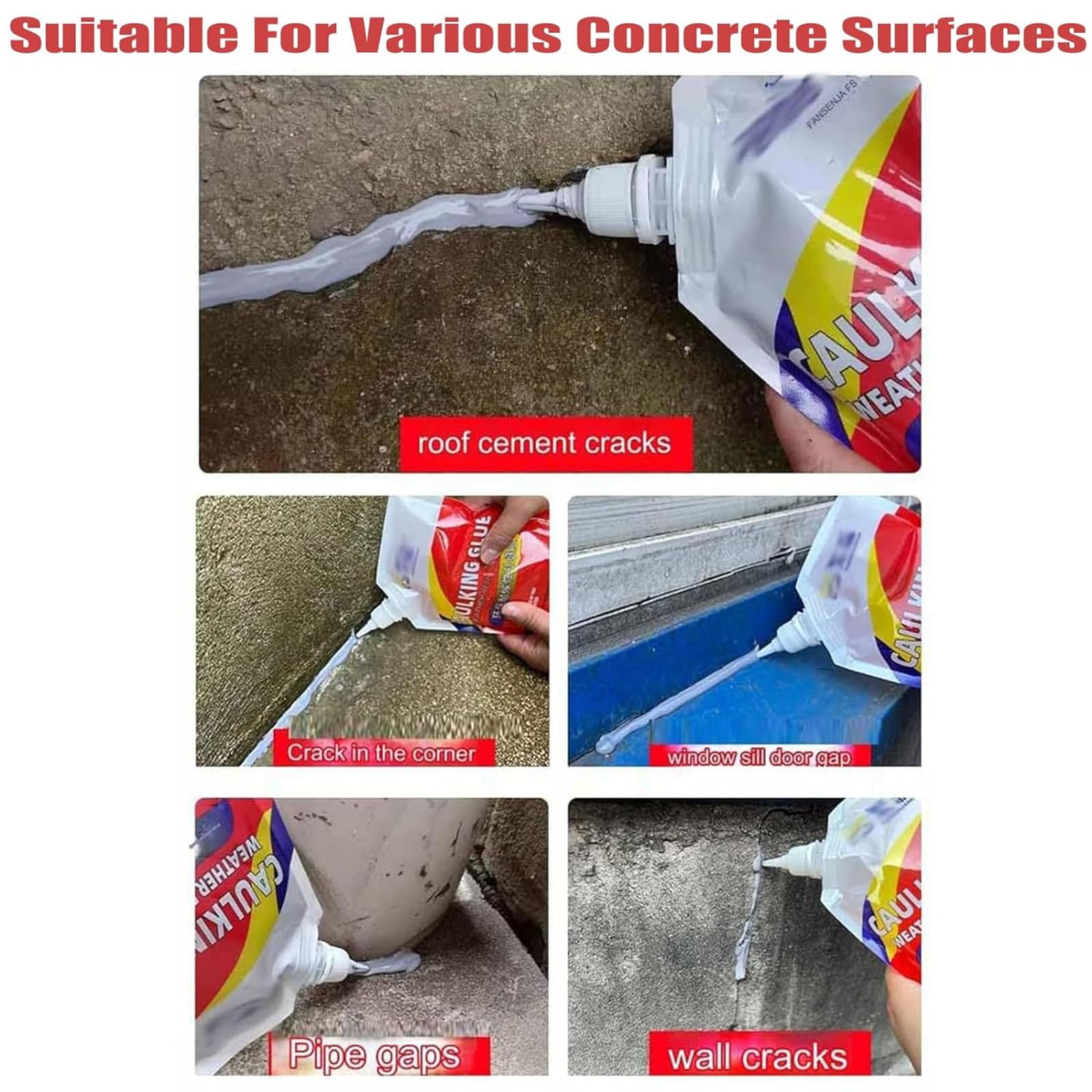 Waygo Concrete Repair Concrete Crack Filler, 3ps Caulking Glue For ...