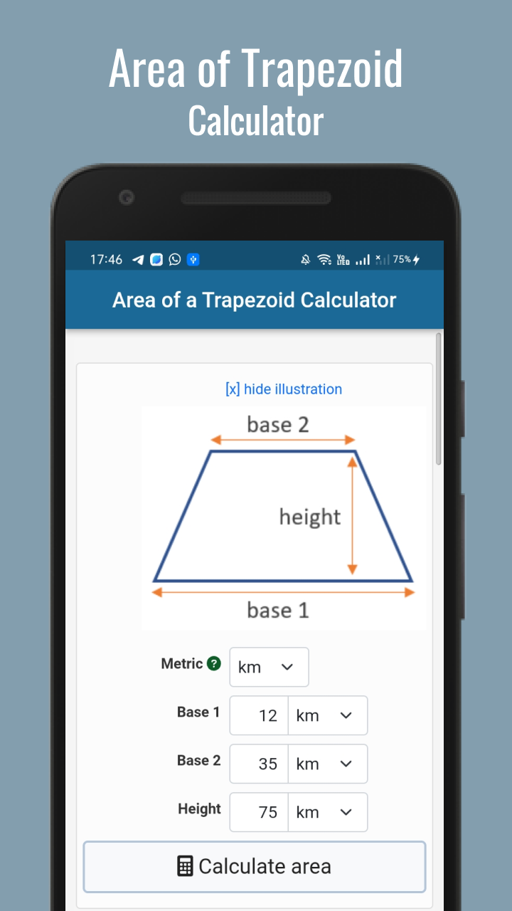 Area of a Trapezoid Calculator - App on Amazon Appstore