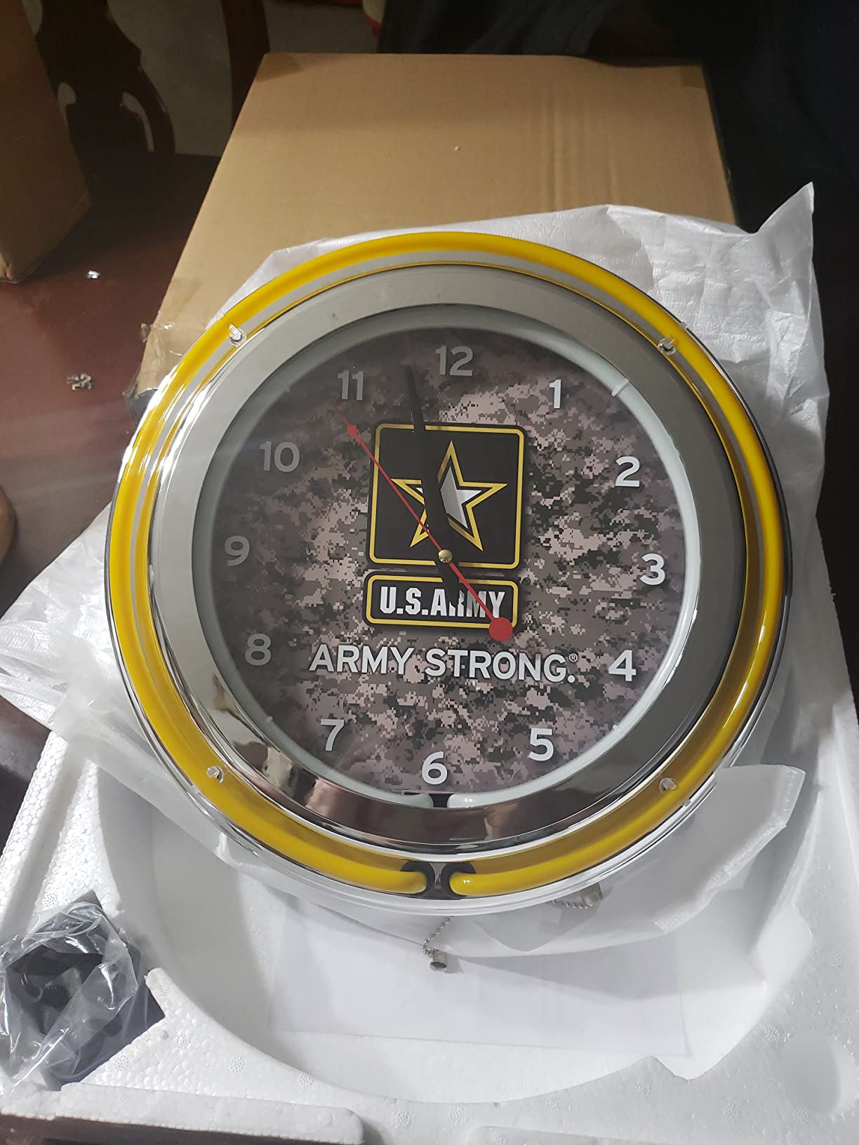 Amazon.com : U.S. Army Digital Camo Chrome Double Ring Neon Clock ...