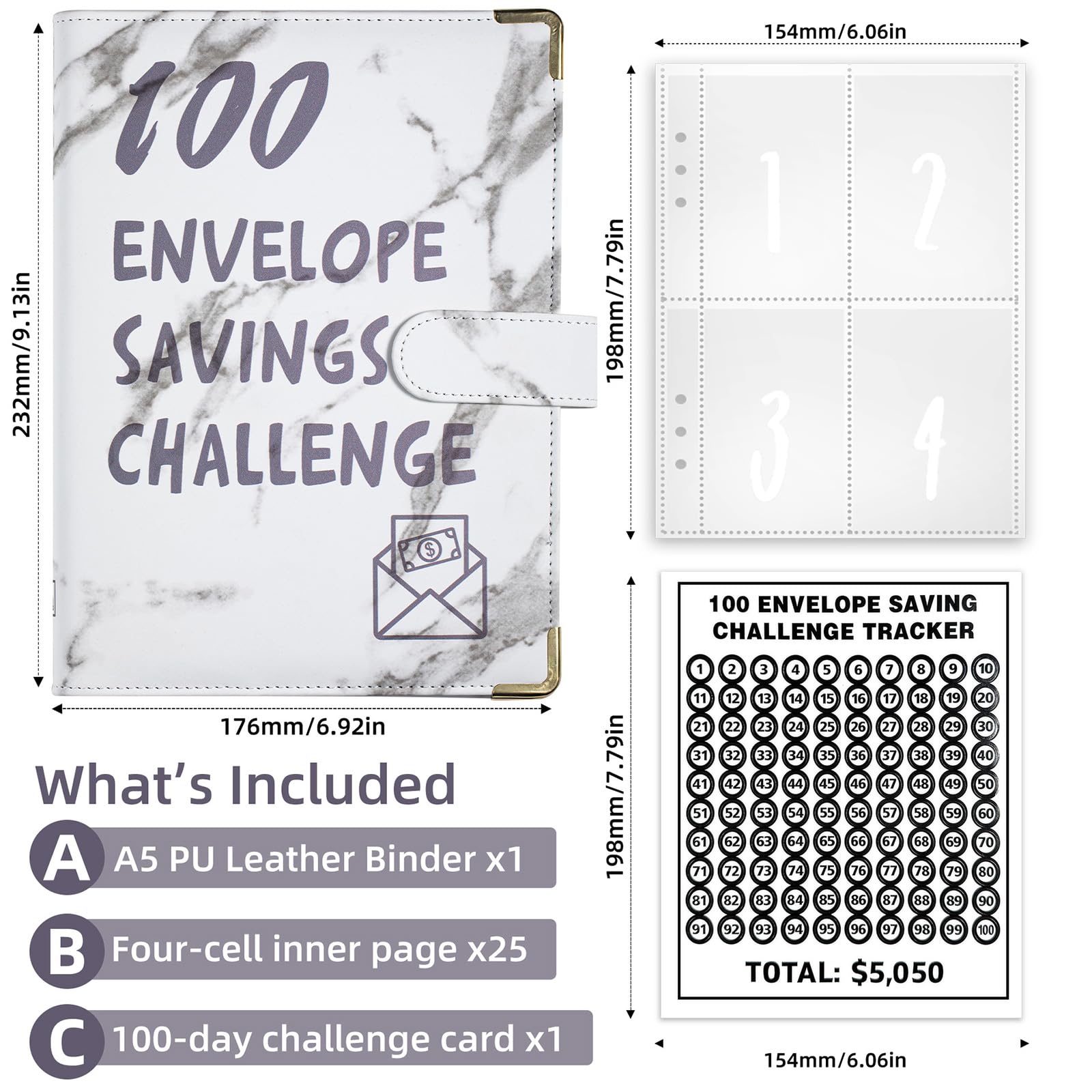 Money Saving Wallet for 100 Envelopes Saving Challenge UKSavings Binder ...