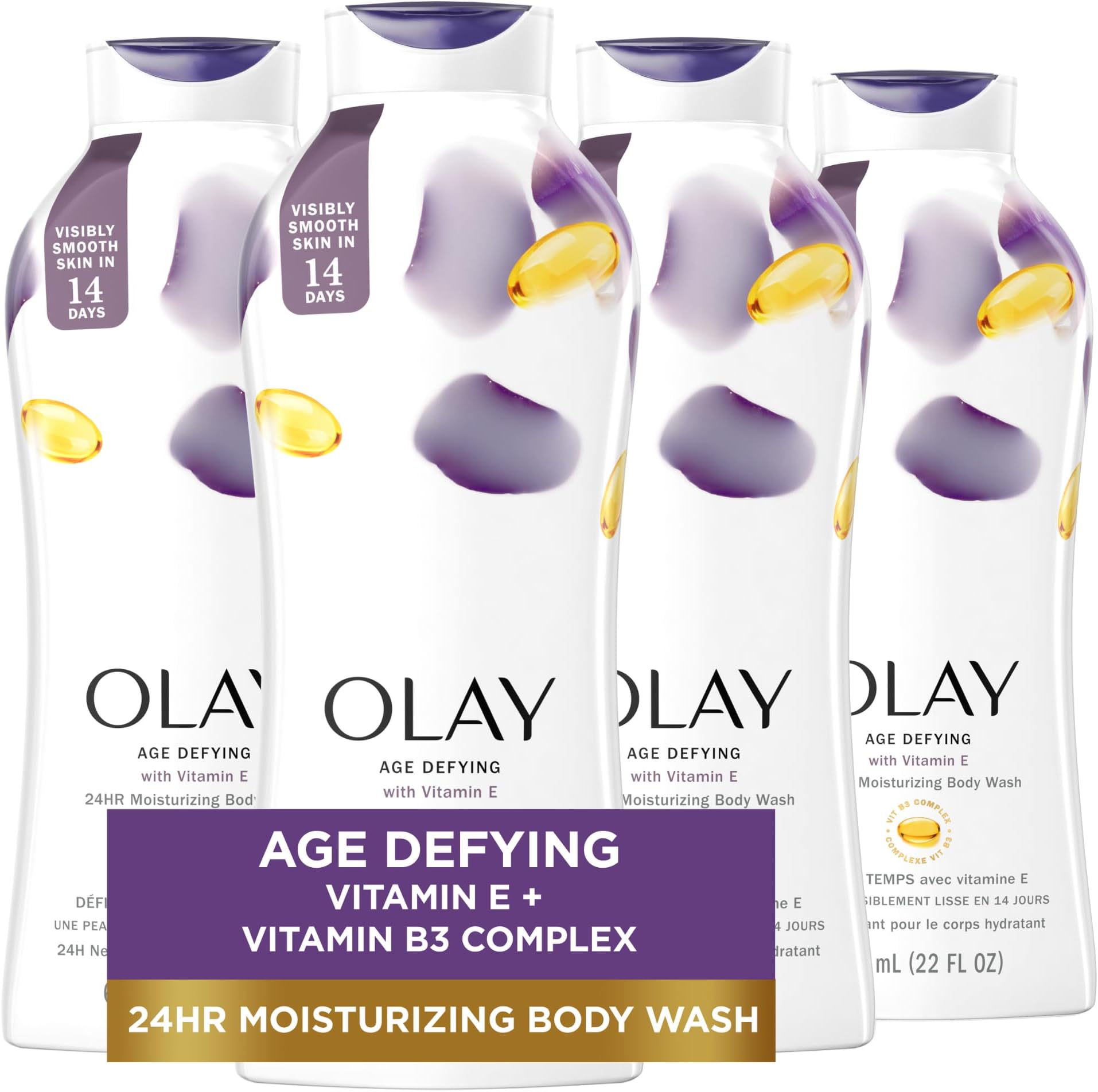 Amazon.com : Olay Age Defying Body Wash for Women with Vitamin E, 24hr ...