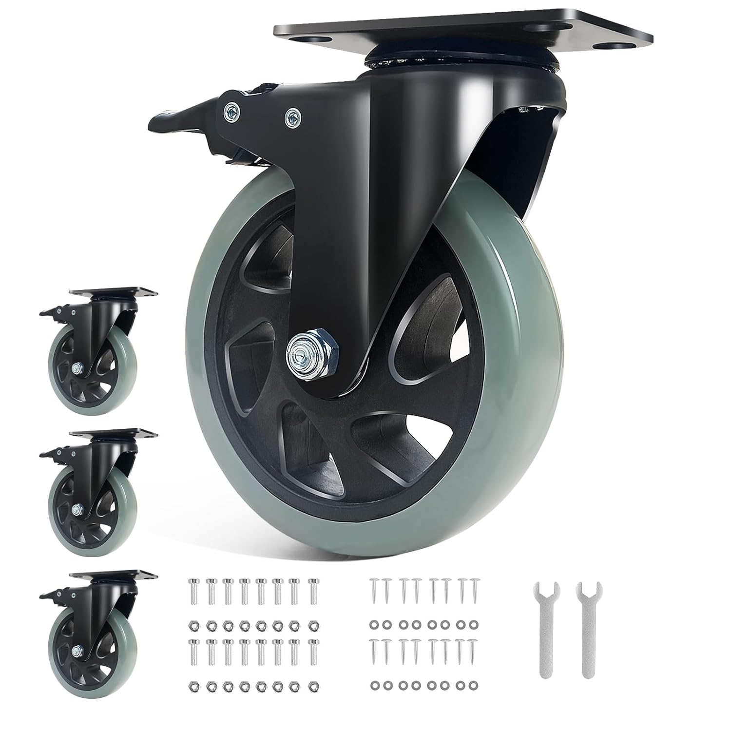 BZOLIHEU Caster Wheels 5 Inch, Locking Casters Set of 4 Heavy Duty ...