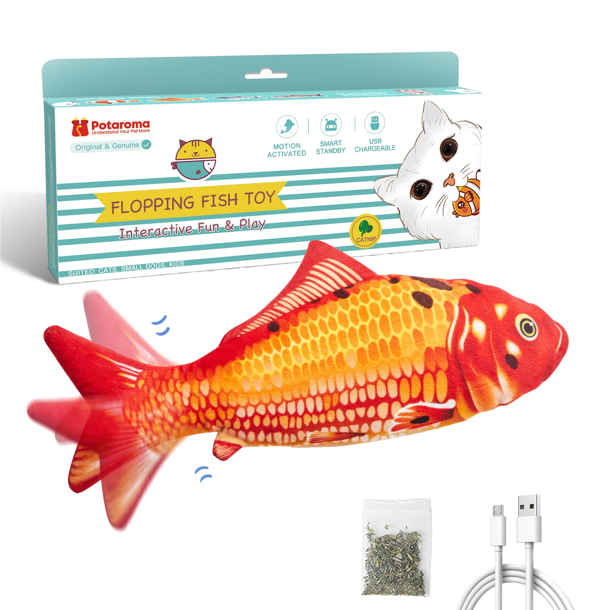 Amazon.com : Potaroma Floppy Fish Cat Toy, Interactive Flopping Moving ...