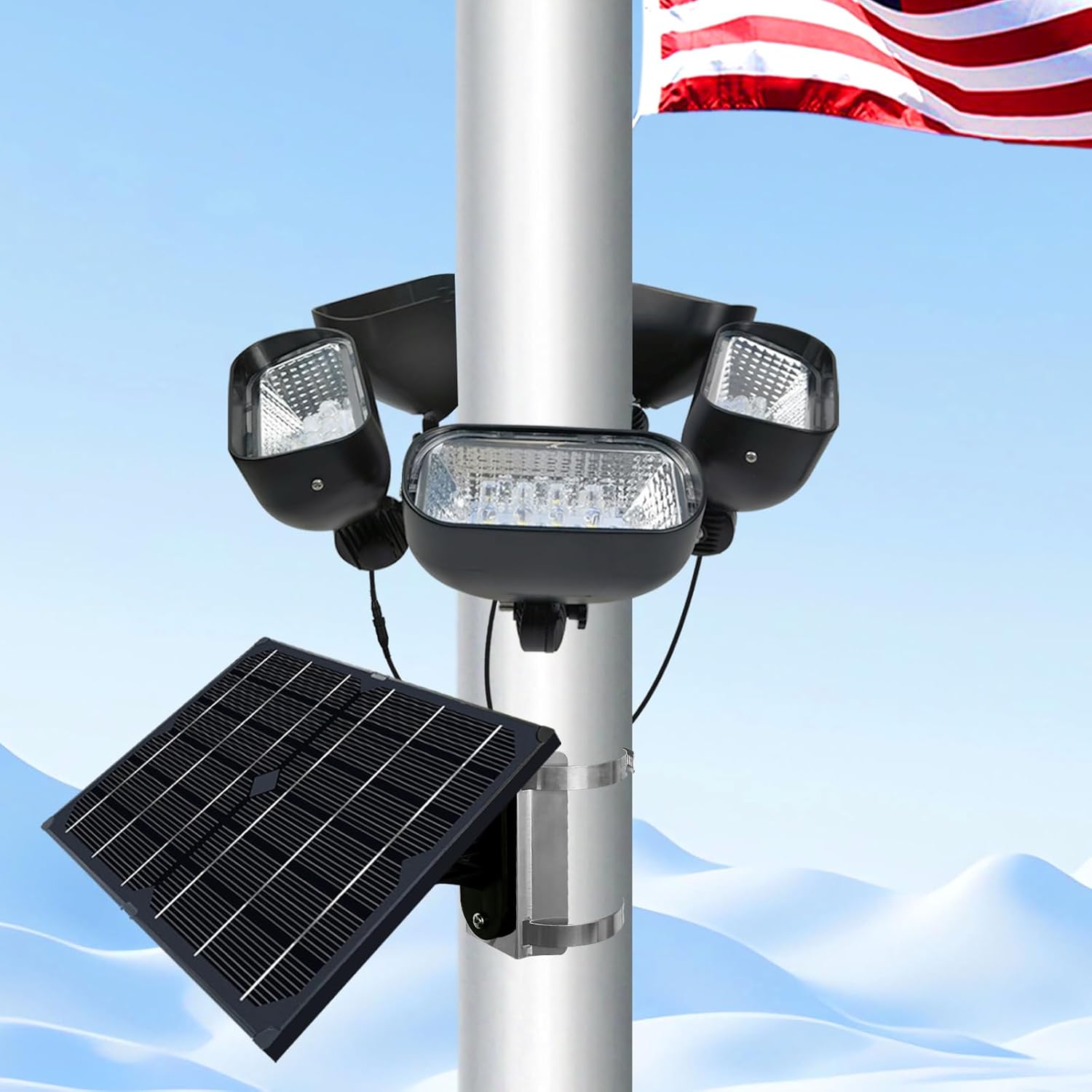 Amazon.com: Solar Flag Pole Light for 15-40ft flagpole 5 Spotlights ...