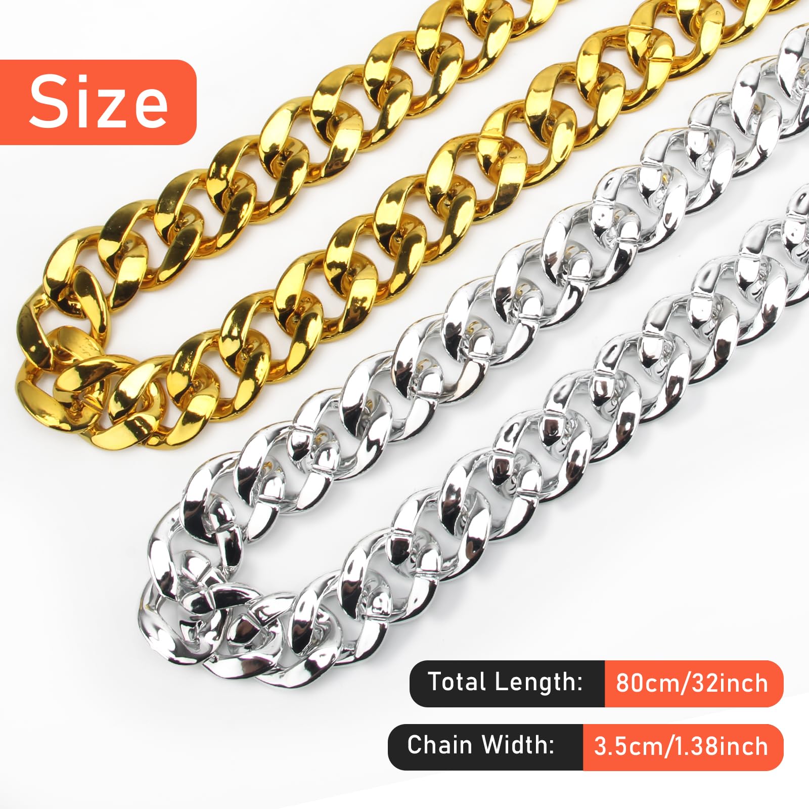 Snapklik.com : Hip Hop Chunky Gold & Silver Chain 2 Pack, 32 Inch ...