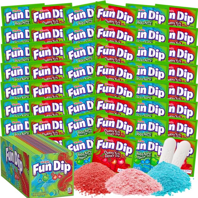Amazon.com: Fun Dip Candy Bulk - Cherry Yum & Razz Apple Flavors (48 ...