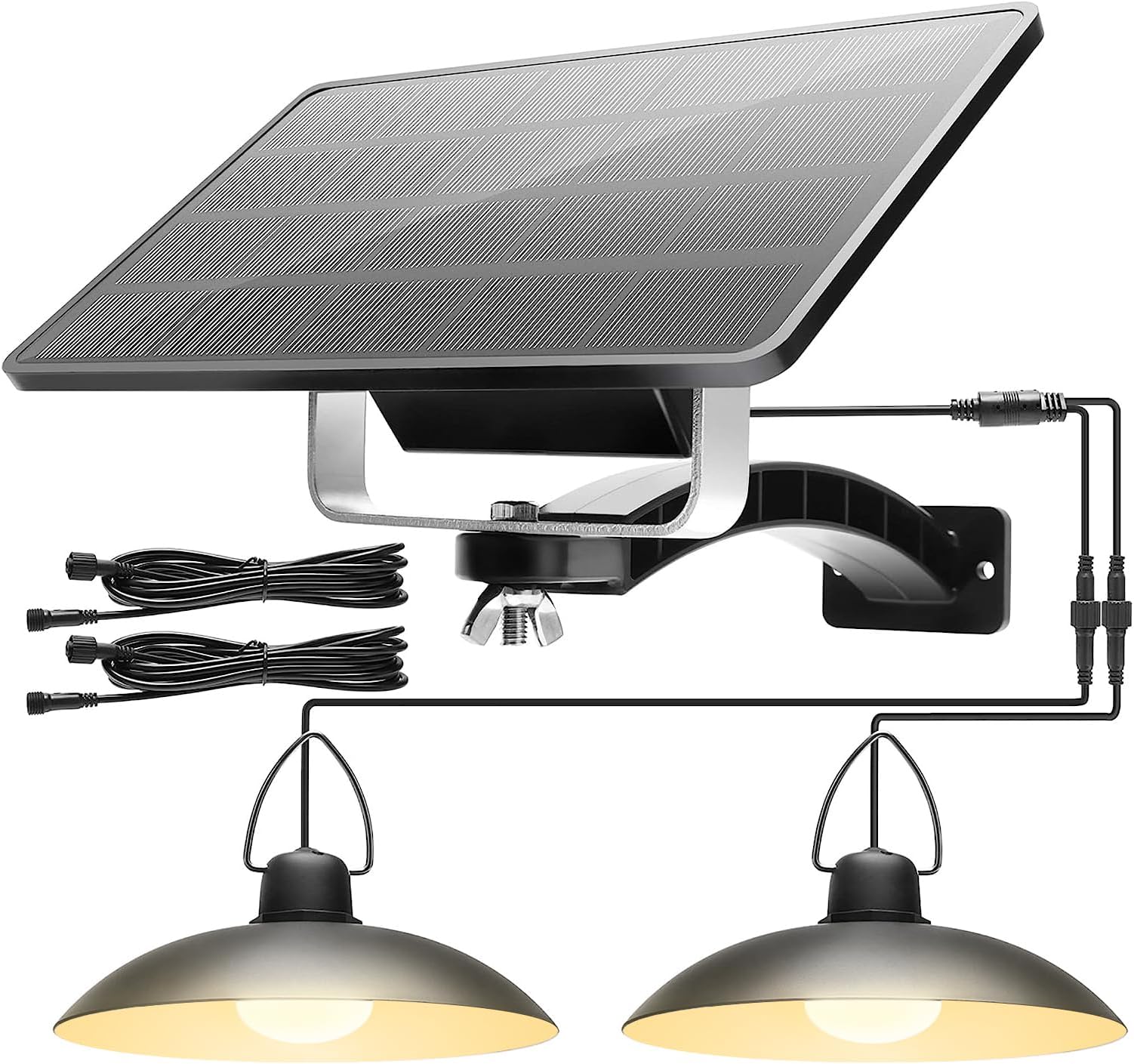 JACKYLED Double Head Solar Pendant Lights Outdoor Indoor, LED Solar ...