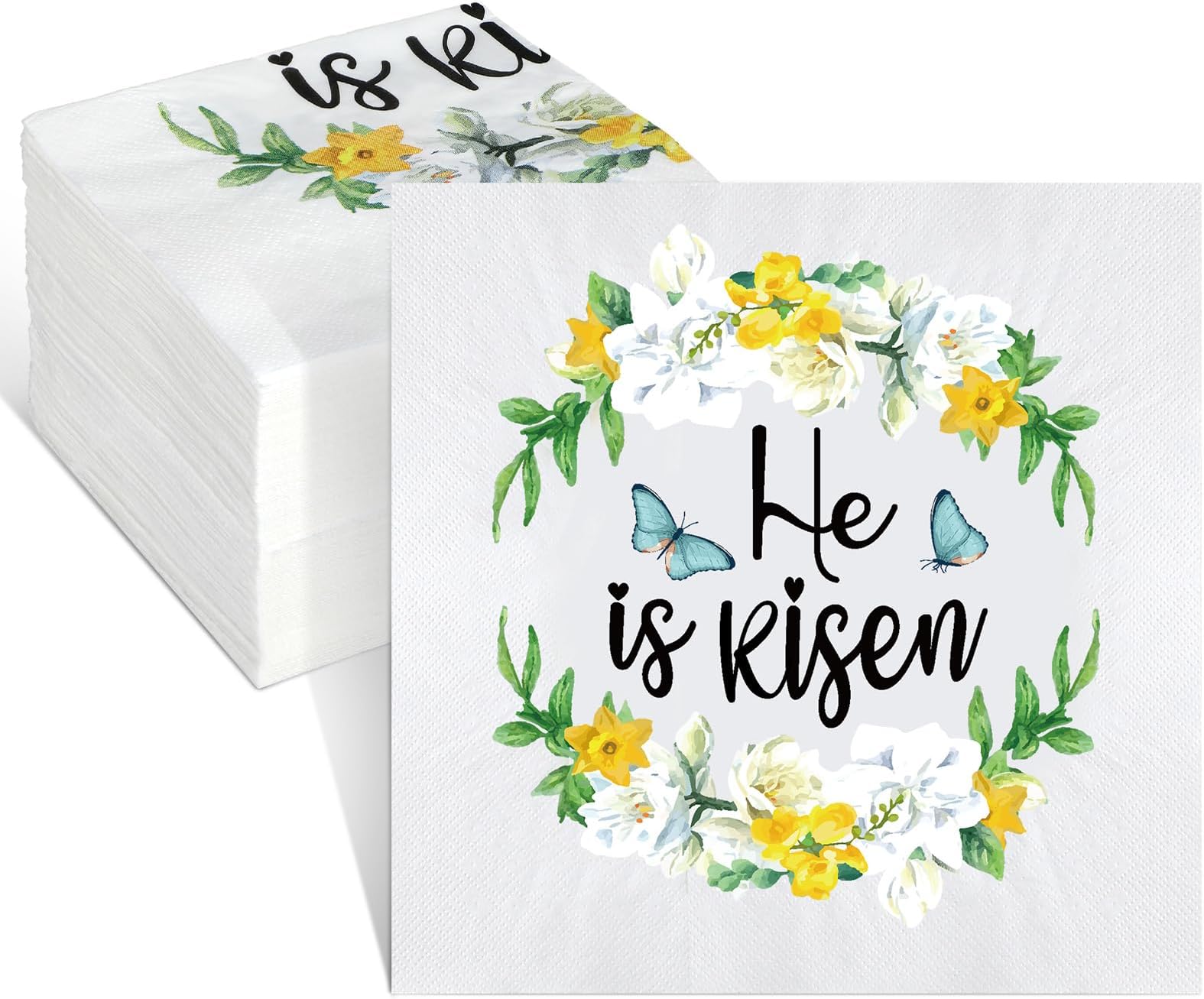 Amazon.com: Sayglossy 100 Pcs Easter He Is Risen Napkin Decoration ...
