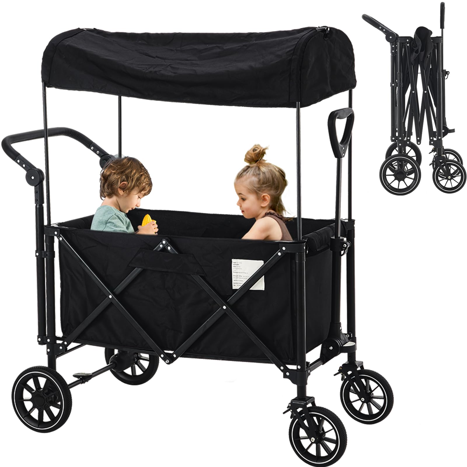 Amazon.com: Stroller Wagon for 2 Kids, Foldable Wagon Stroller with 2 ...