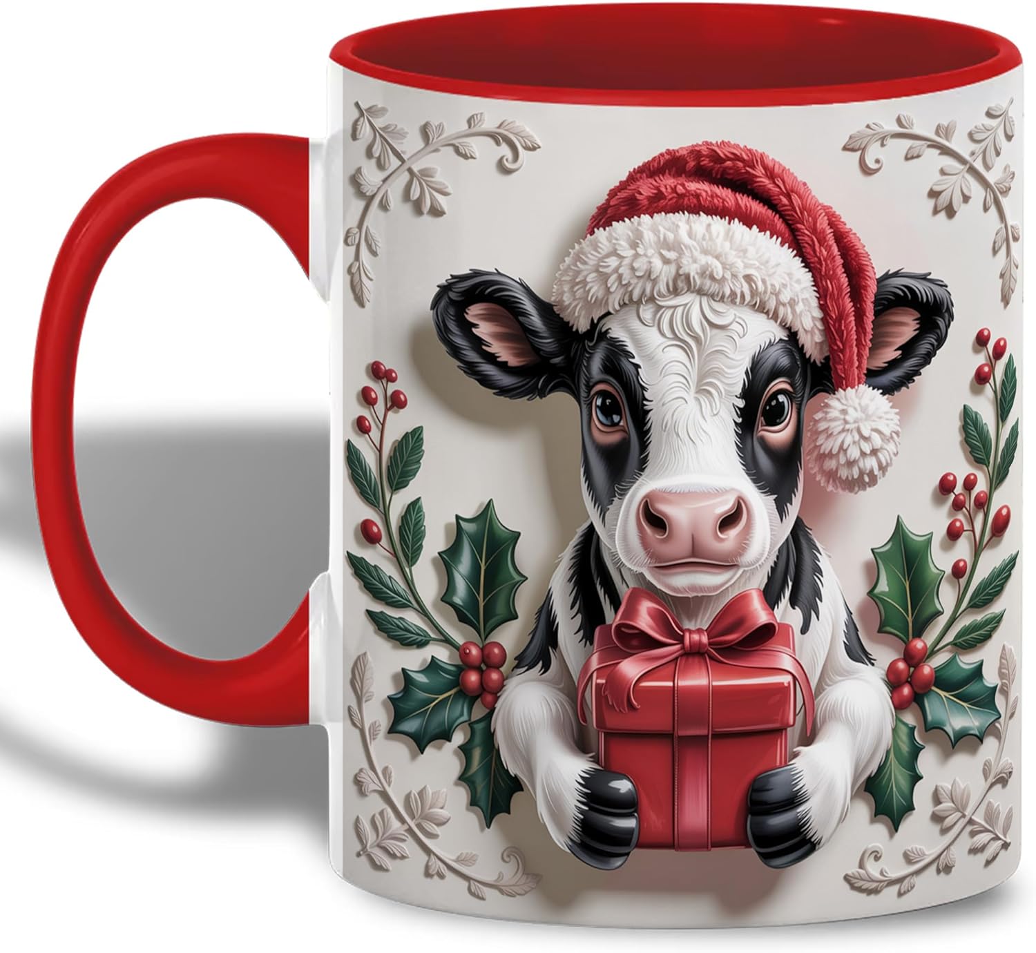 Amazon.com: XERNIBROK Christmas Cow Coffee Mug, Holiday Mug with Cute ...