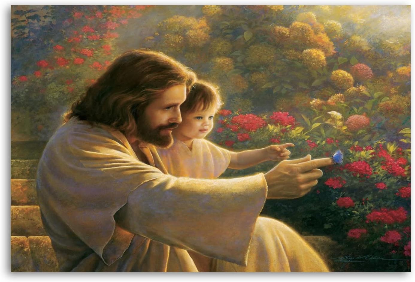 Amazon.com: YBS Jesus Christ Playing with Children Canvas Art Poster ...