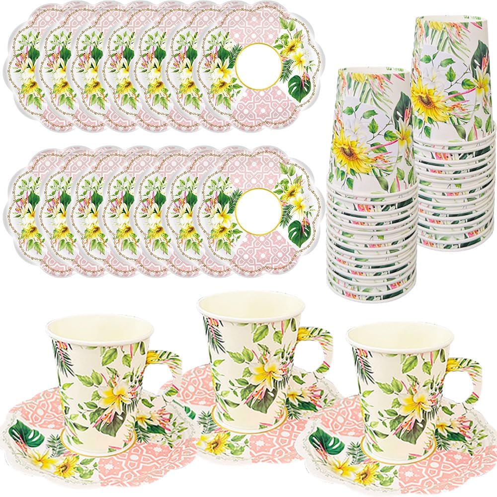 Amazon.com: LTUYU 64 Paper Disposable Tea Cups, 9oz Teacups with ...