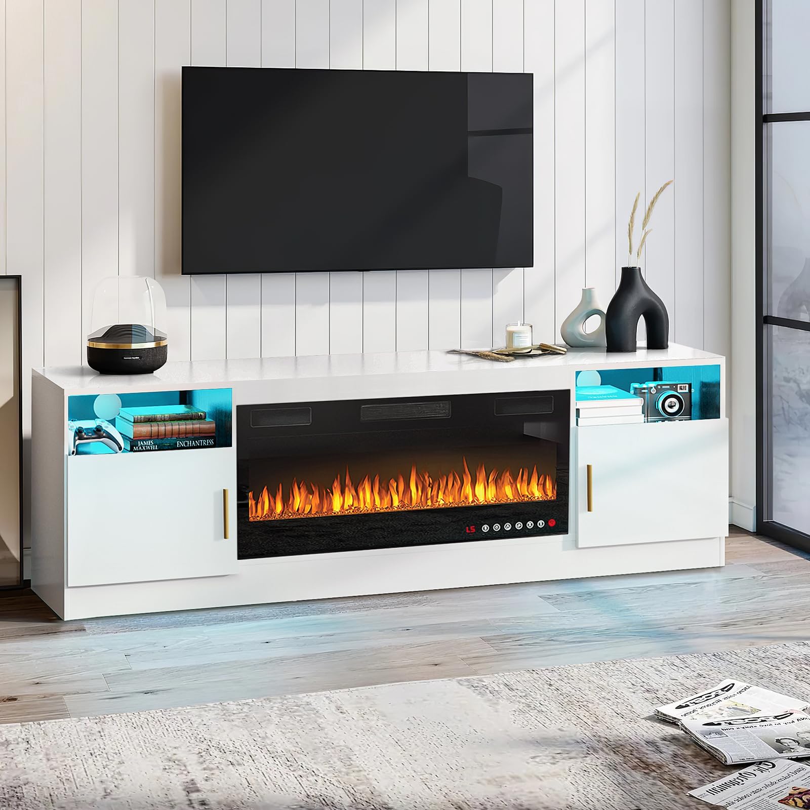 Amazon.com: IRONCK Fireplace TV Stand with Electric Fireplace ...