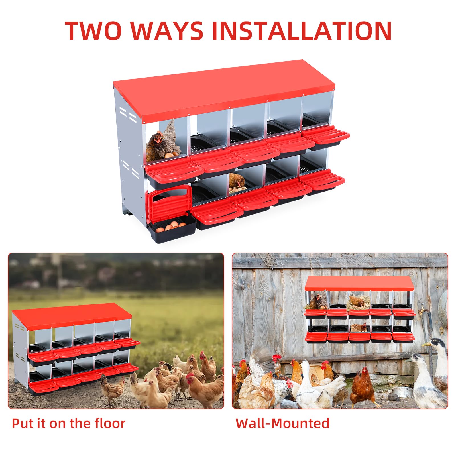 Snapklik.com : Chicken Nesting Box, Red 10 Hole Chicken Laying Box ...