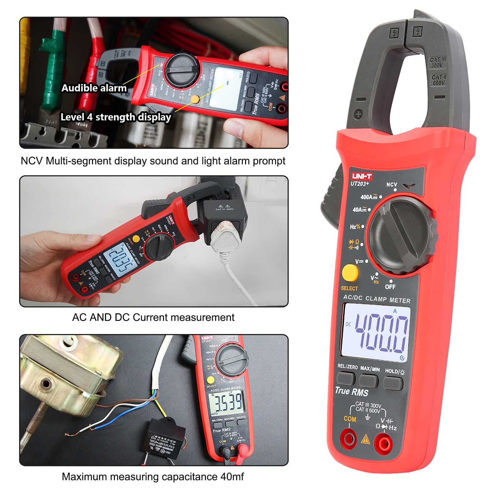 Snapklik.com : UT203+ Digital Clamp Meter AC/DC Current Auto Range True ...