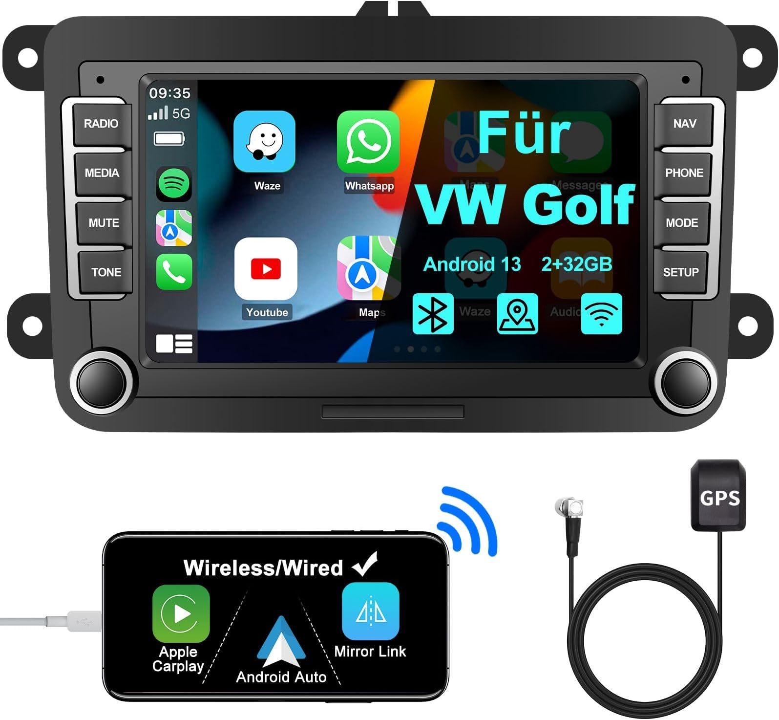 DYNAVIN Android Autoradio Navi für VW Golf 6, 9 Zoll OEM Radio mit ...