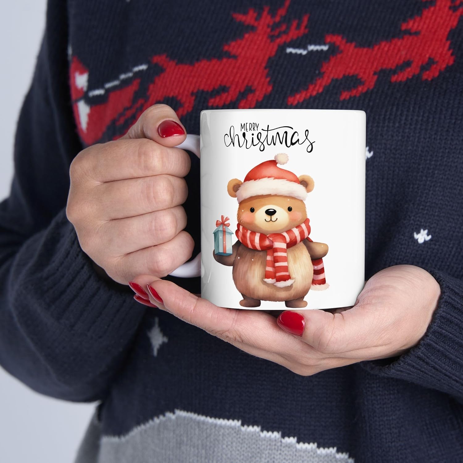 Amazon.com | Christmas Ceramic Mug, Holiday Coffee Cup, Festive ...