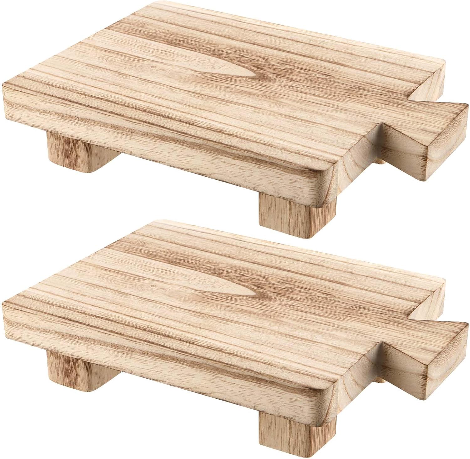 Amazon.com: MUKLEI 2 Pcs 8.7 × 6 × 2 Inch Wood Pedestal Stand Riser ...