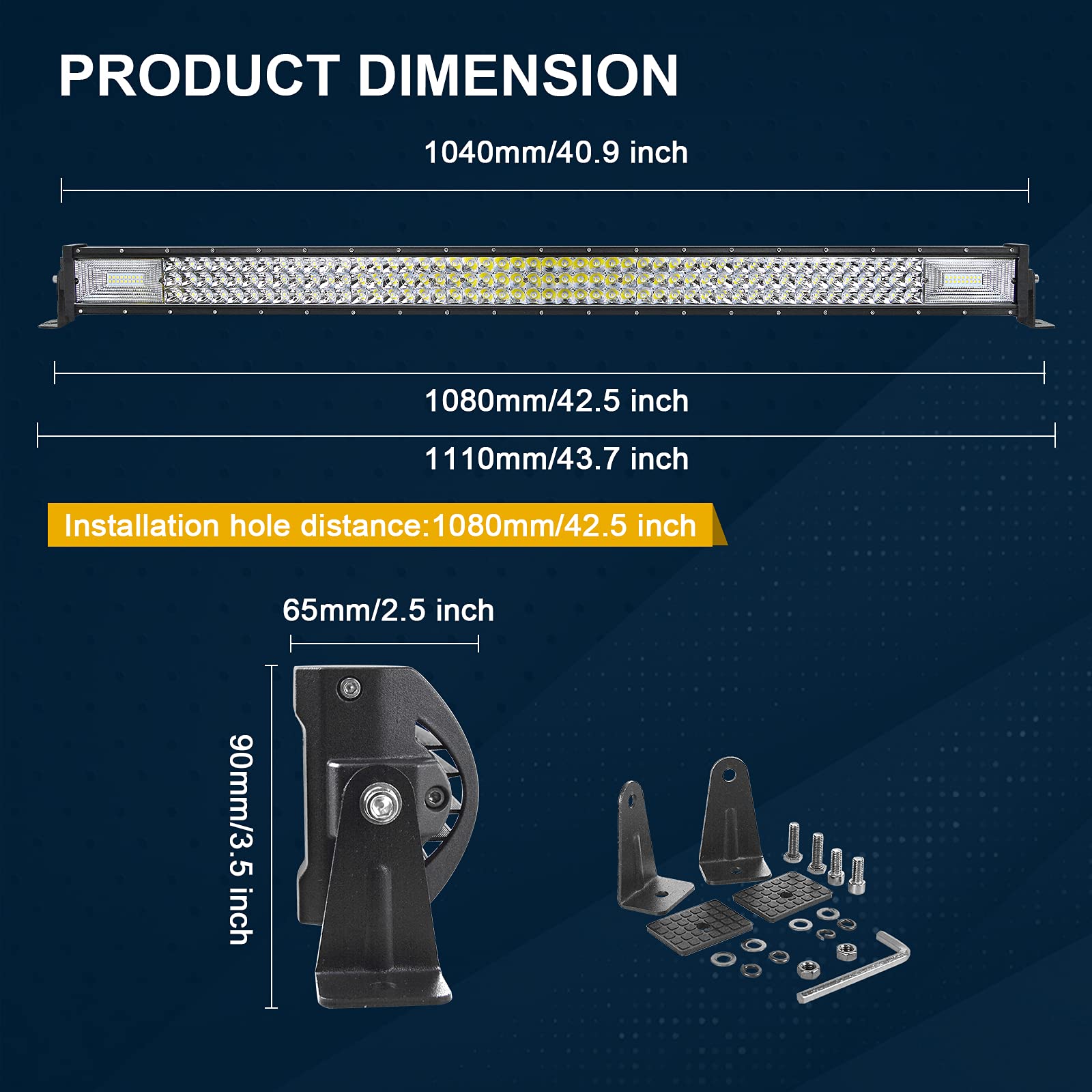 Snapklik.com : Led Light Bar 42 Inch Straight 540W Spot Flood Combo Off ...