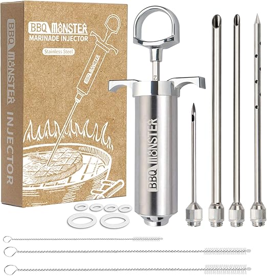 Amazon.com: BBQ Monster Meat Injector Syringe Kit with 4 Professional ...