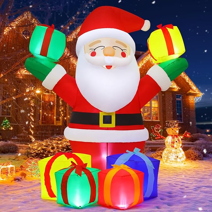 Amazon.com: GOOSH 6 FT Christmas Santa Inflatables Outdoor Decorations ...