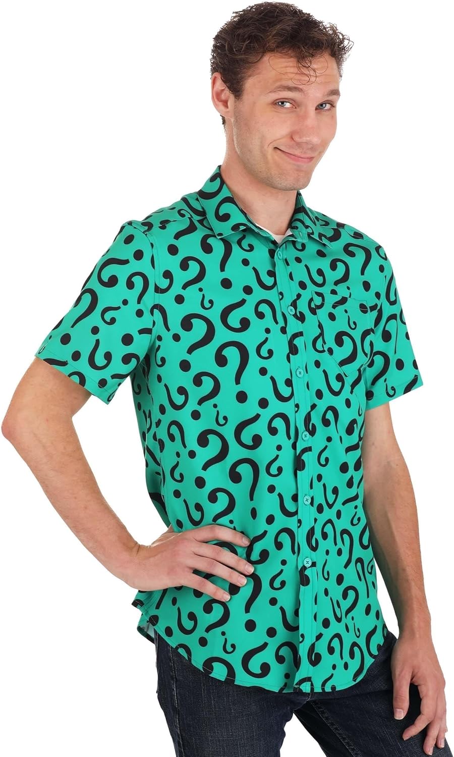 Amazon.com: Fun Costumes Adult The Riddler Button Up Shirt Small : Clothing, Shoes & Jewelry
