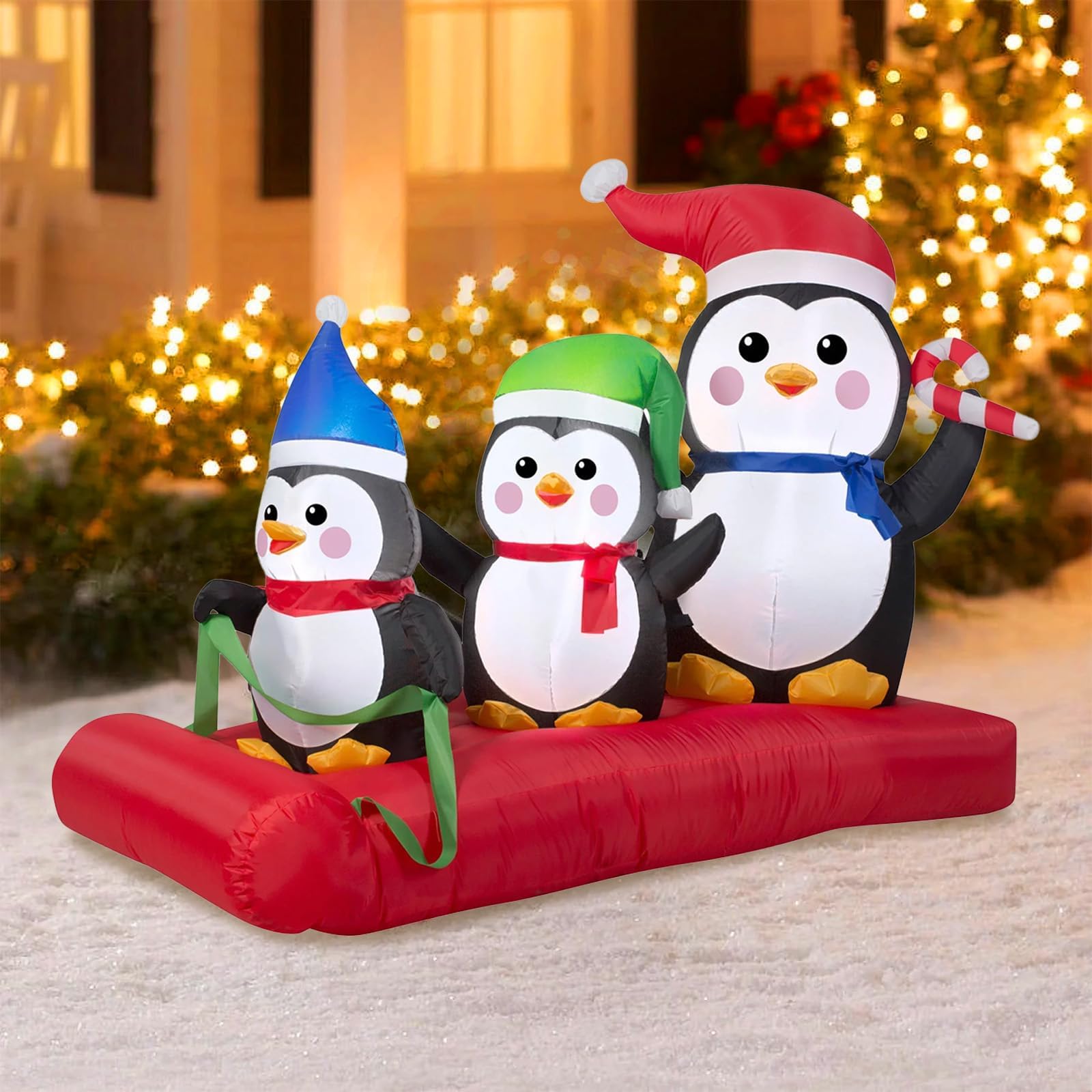 Amazon.com: 8 Foot Tall Christmas Inflatable Penguins Family Playing ...