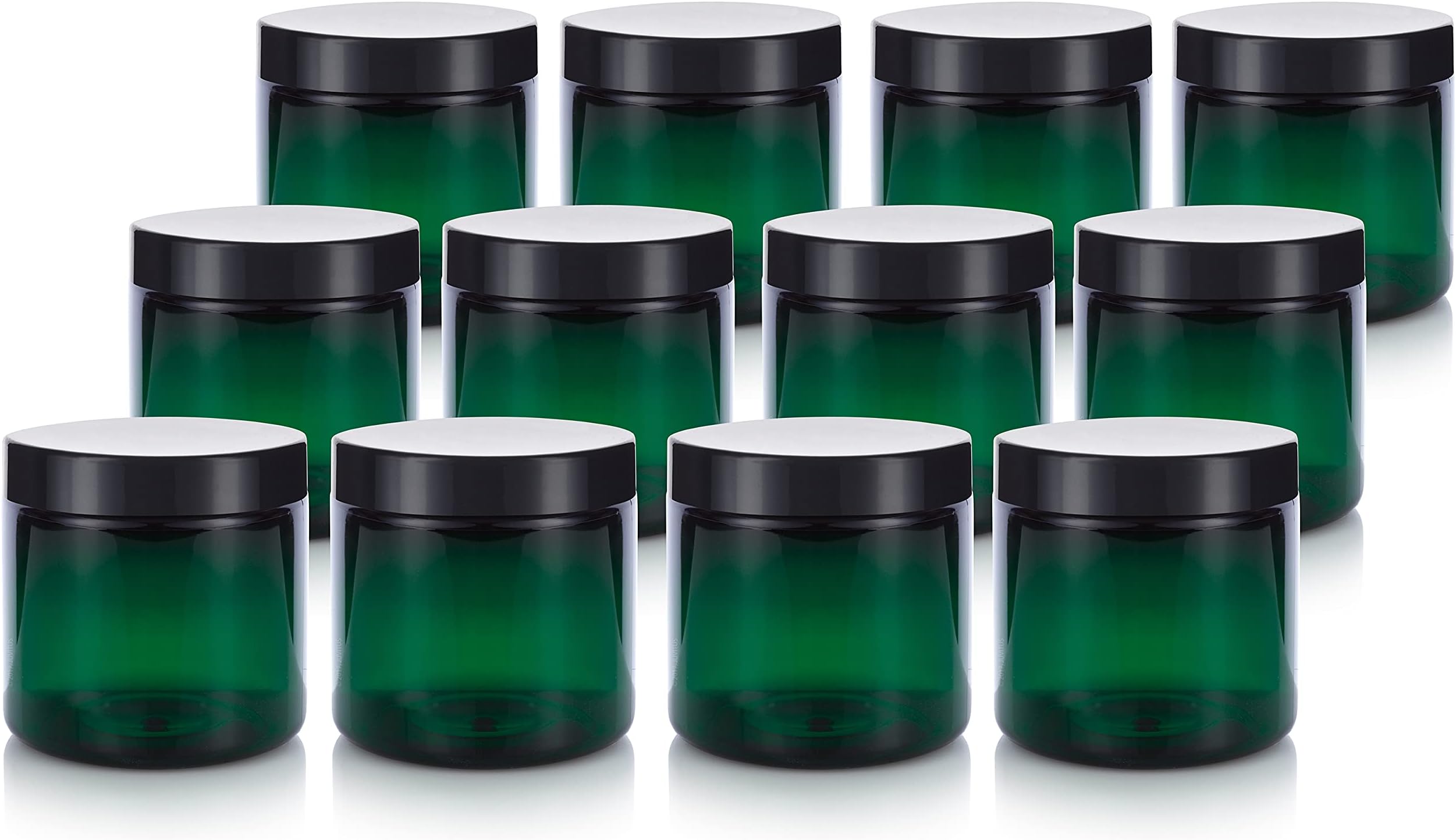 Amazon.com: JUVITUS 8 oz Green PET Plastic Refillable Jars with Black ...