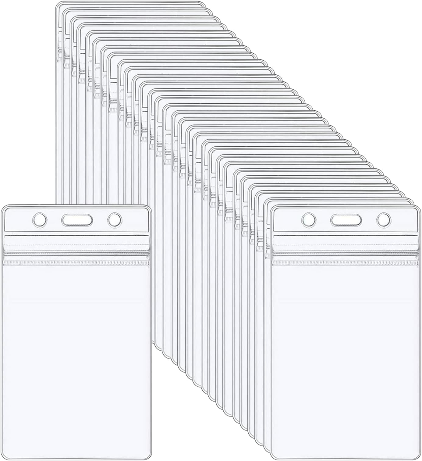 ID Card Holder, 30 Pcs Vertical Badge Holders, Clear Plastic Card ...
