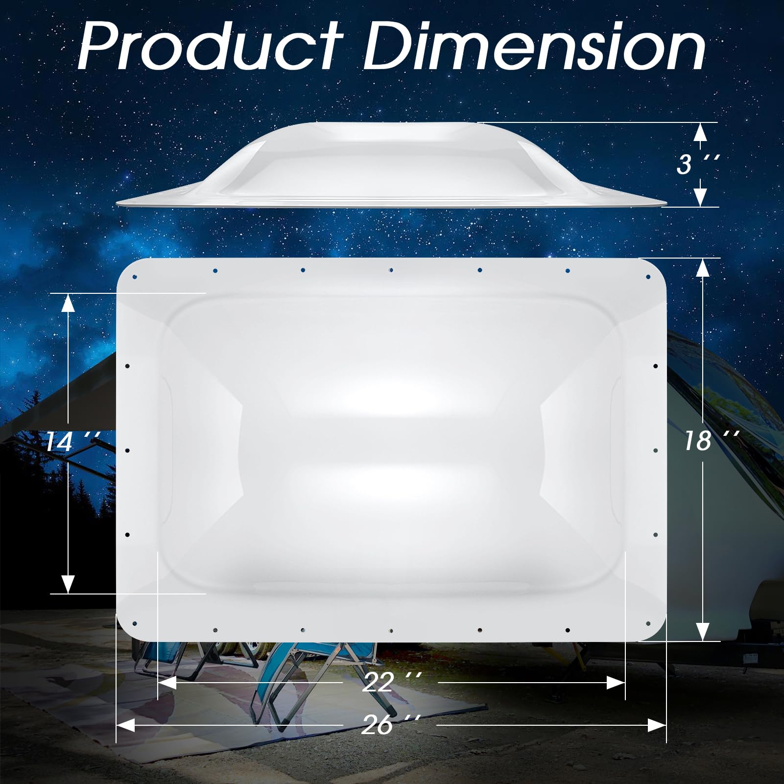 RV Skylight Replacement for 14" x 22" RV Skylight Opening, 18" x 26" OD ...