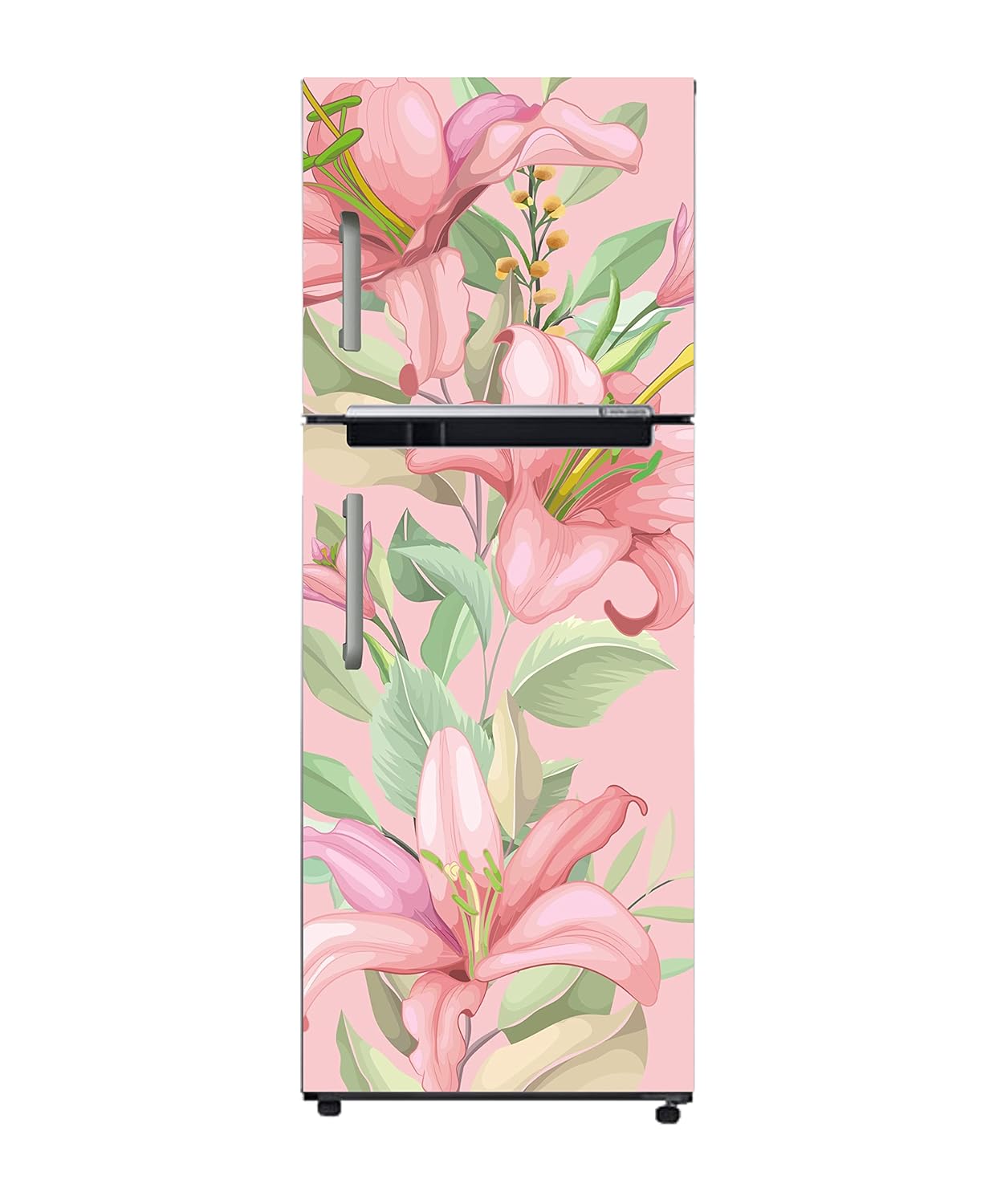 design decor Pink Floral Fridge Door Sticker Wallpaper Double Door ...