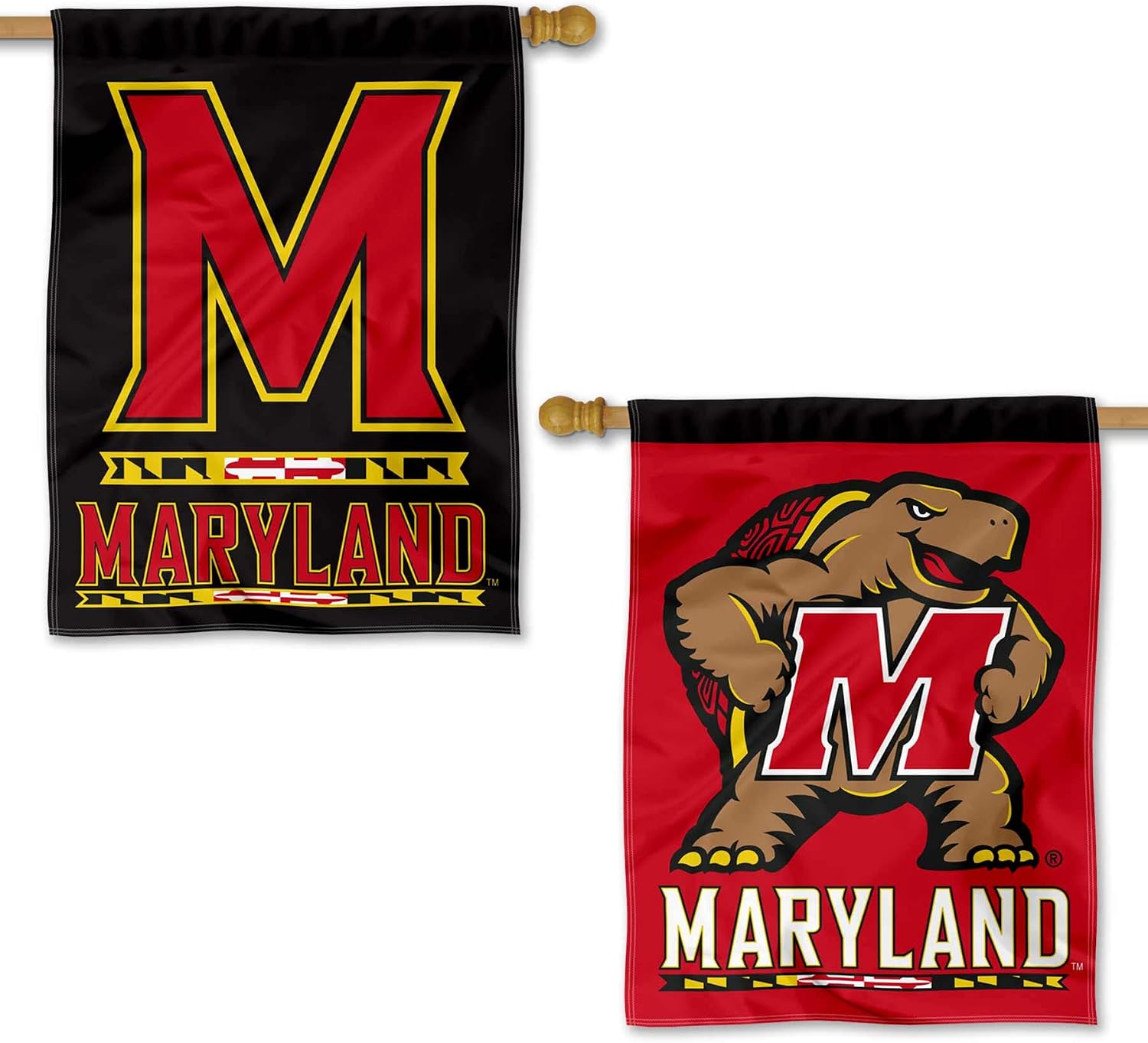Amazon.com : Maryland Terps Dual Logo Double Sided House Flag : Sports ...