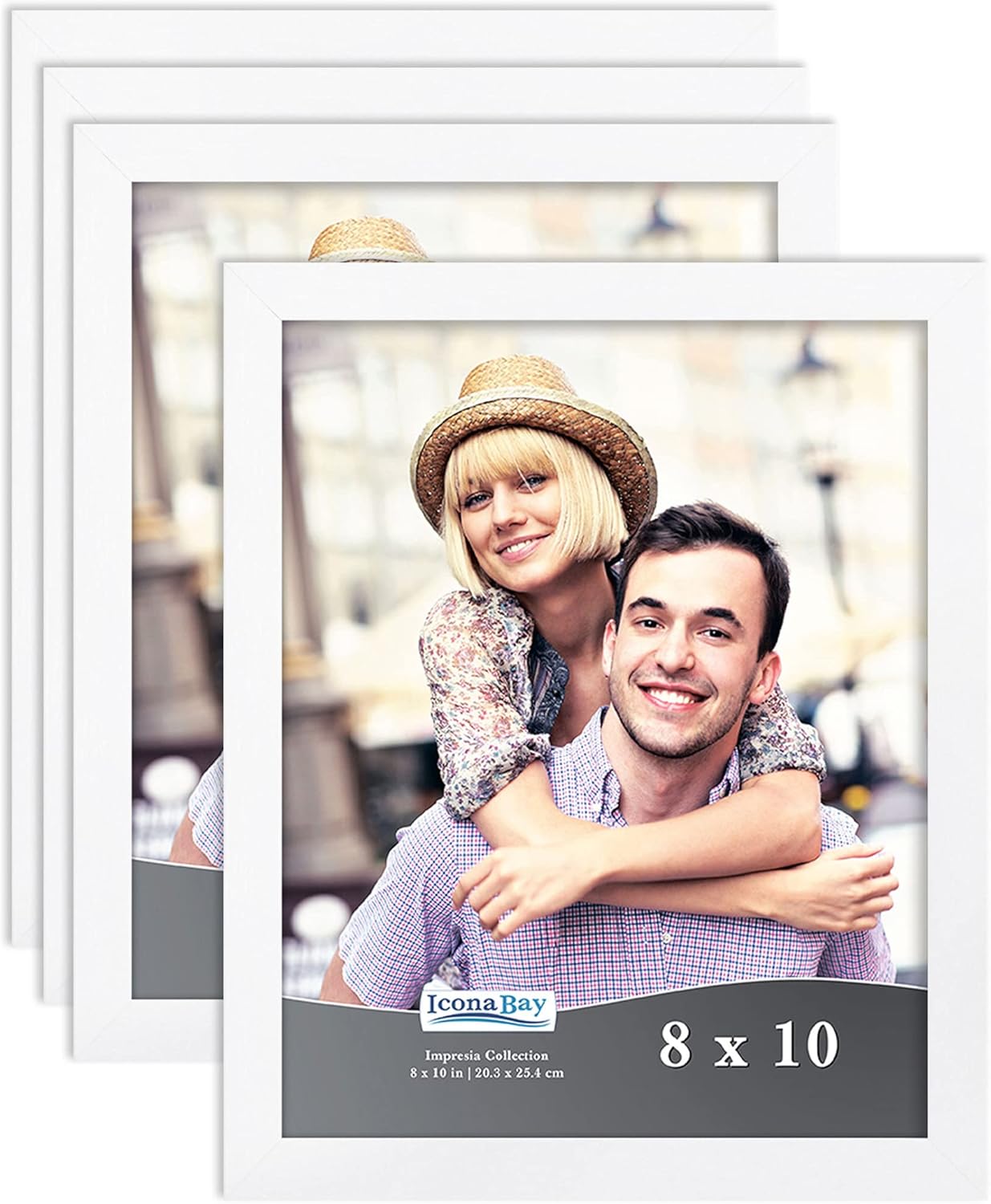 Icona Bay 8x10 (20x25 cm) Picture Frame Set (White, 4 Pack) Simple ...
