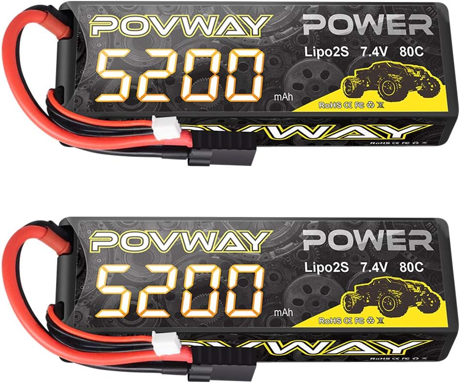Amazon.com: POVWAY 5200mAh 2S Lipo Battery 80C 7.4V RC LiPo Battery ...