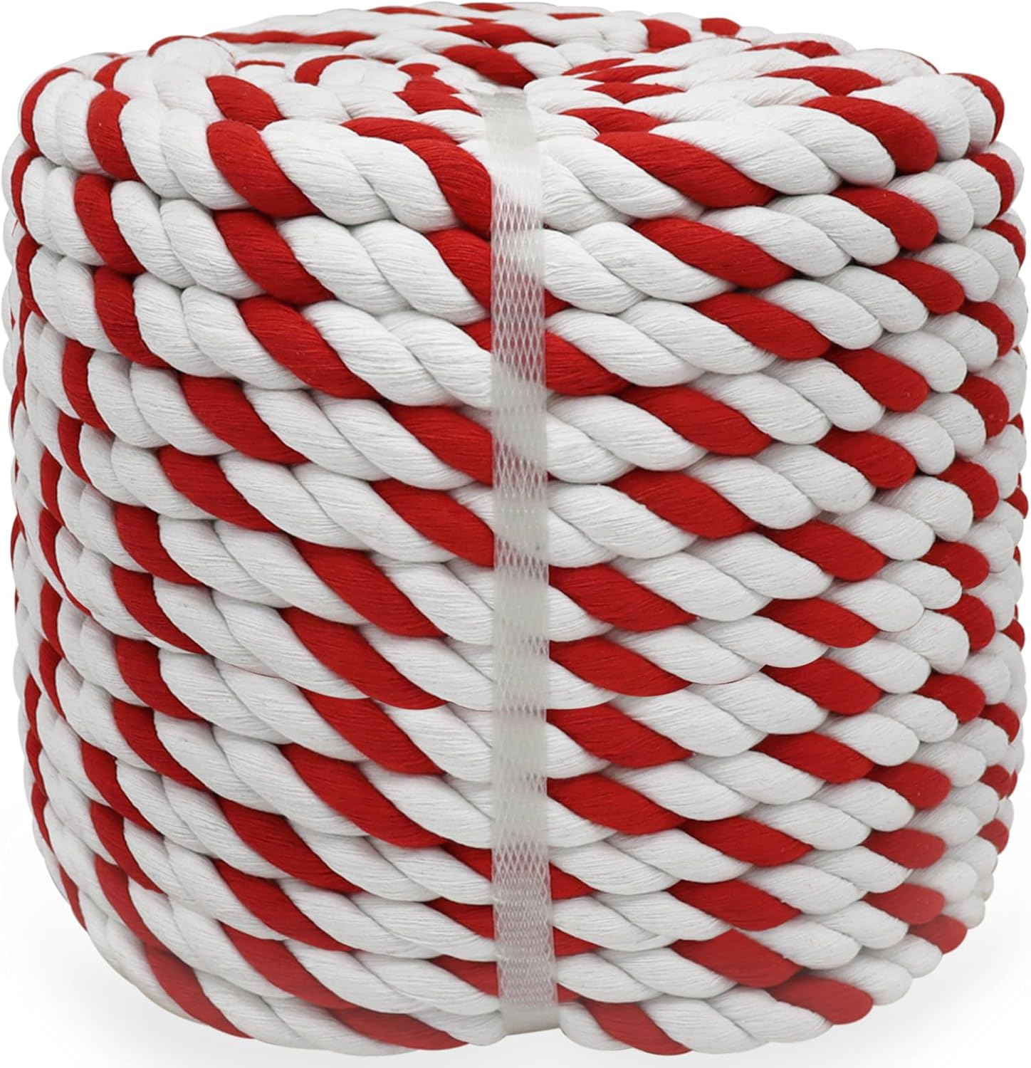 SINYLOO Natural Cotton Rope 1/2 inch x 165 feet Twisted Red and White ...