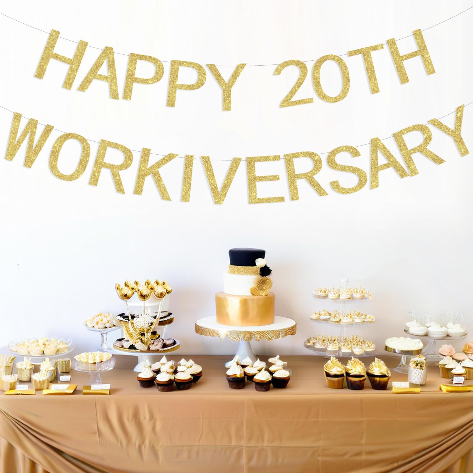Wonmelody 20th Work Anniversary Decoration Gold Happy 20th Workiversary ...