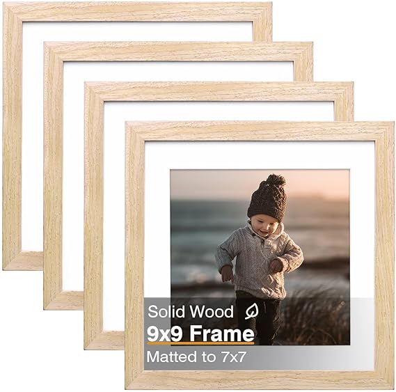 Amazon.com: KINLINK 9x9 Picture Frame, Natural Square Solid Wood Frames ...