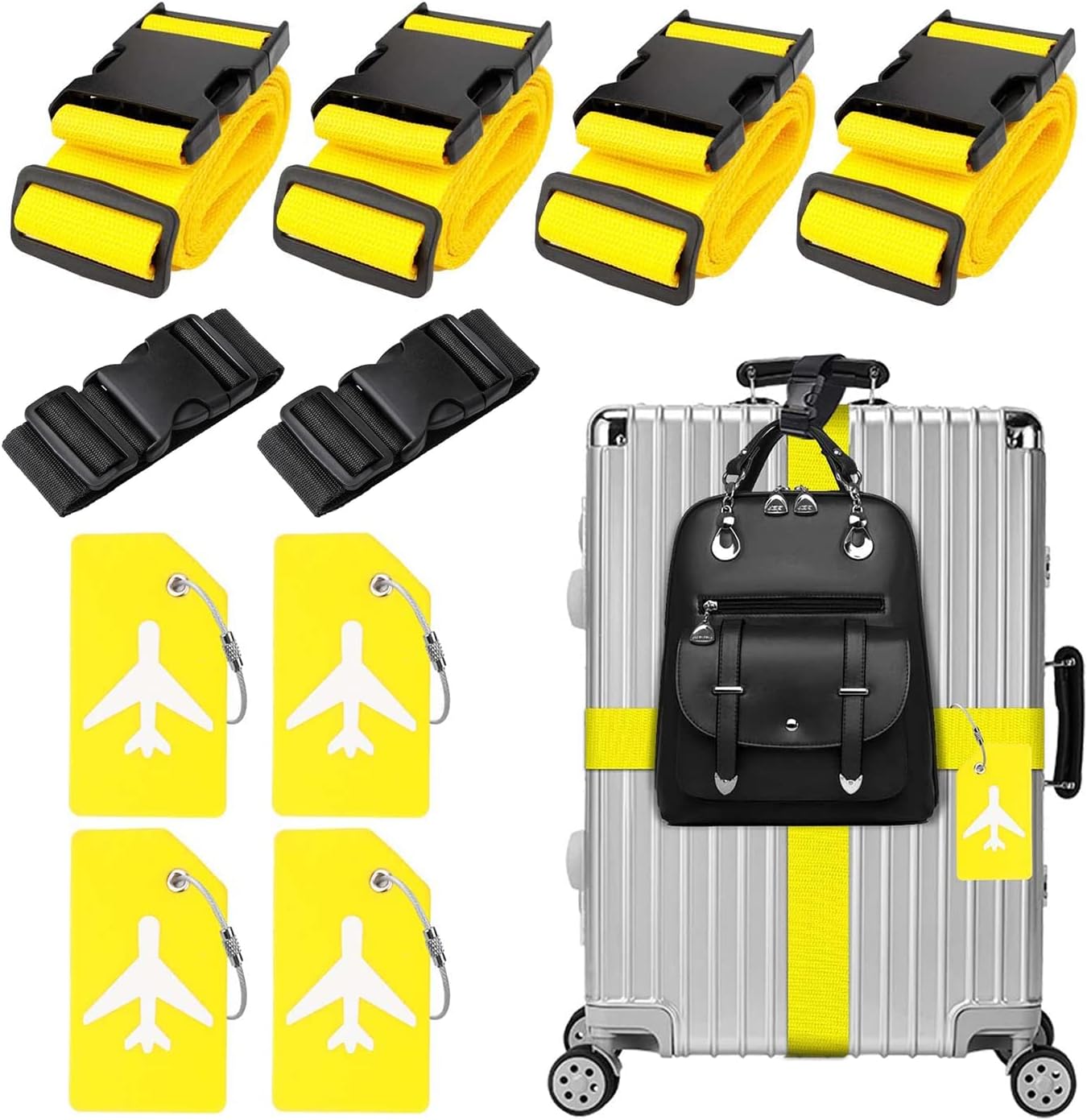 10 Pack Luggage Straps Luggage Tags, Adjustable Suitcase Luggage Belts ...