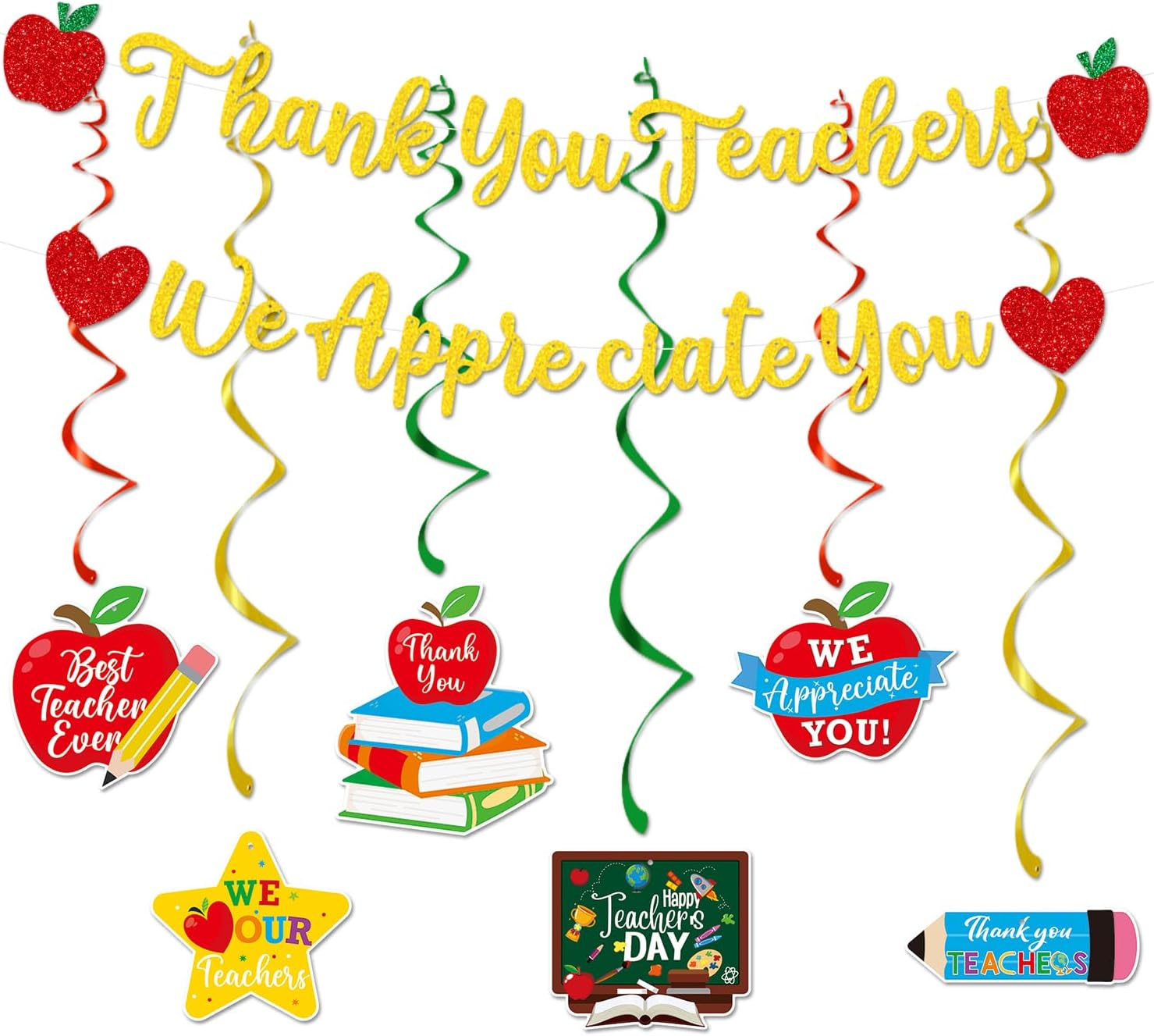 Amazon.com: Thank You Teachers We Appreciate You Banner with Hanging ...