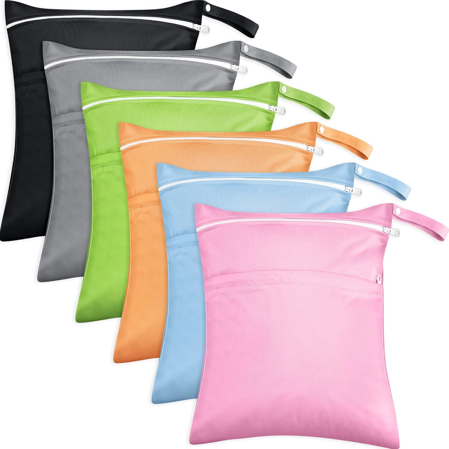 Kenning 6 Pack Wet Dry Bags for Baby Cloth Diapers with Two Zippered ...