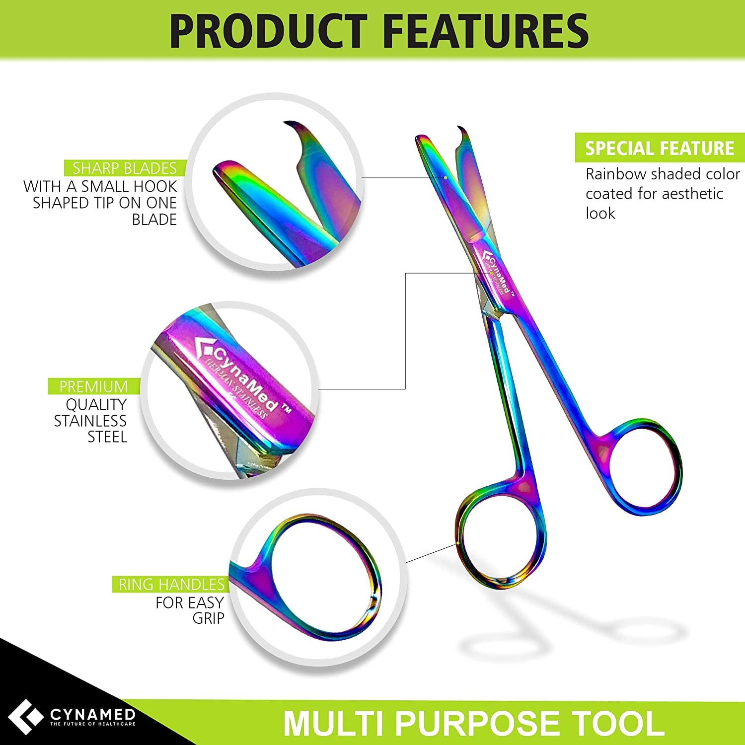 Buy Cynamed Hemostat and Scissors with Multicolor Titanium Coating ...