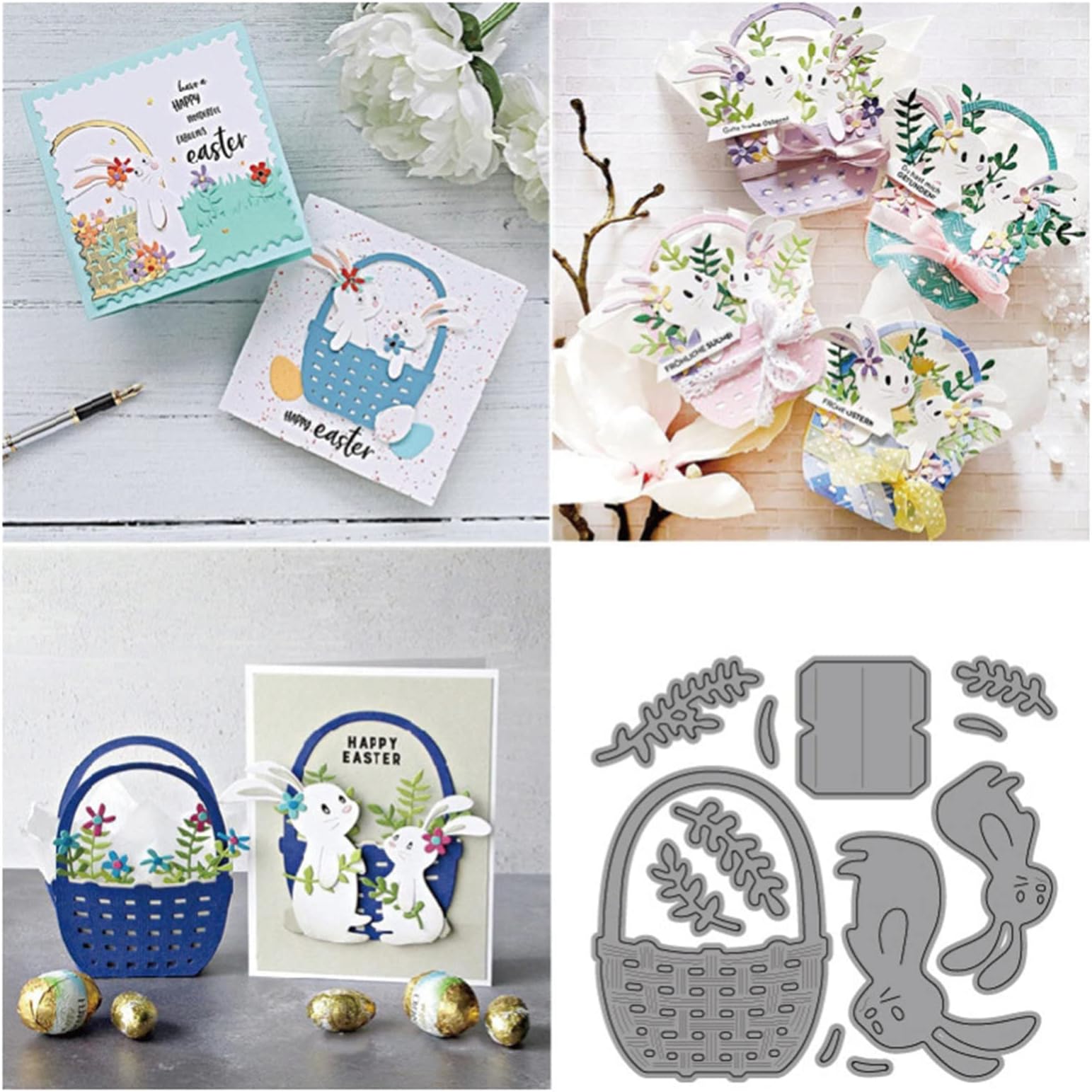 Amazon.com : Rabbit Flower Basket Metal Die Cuts,Easter Bunny Animal ...