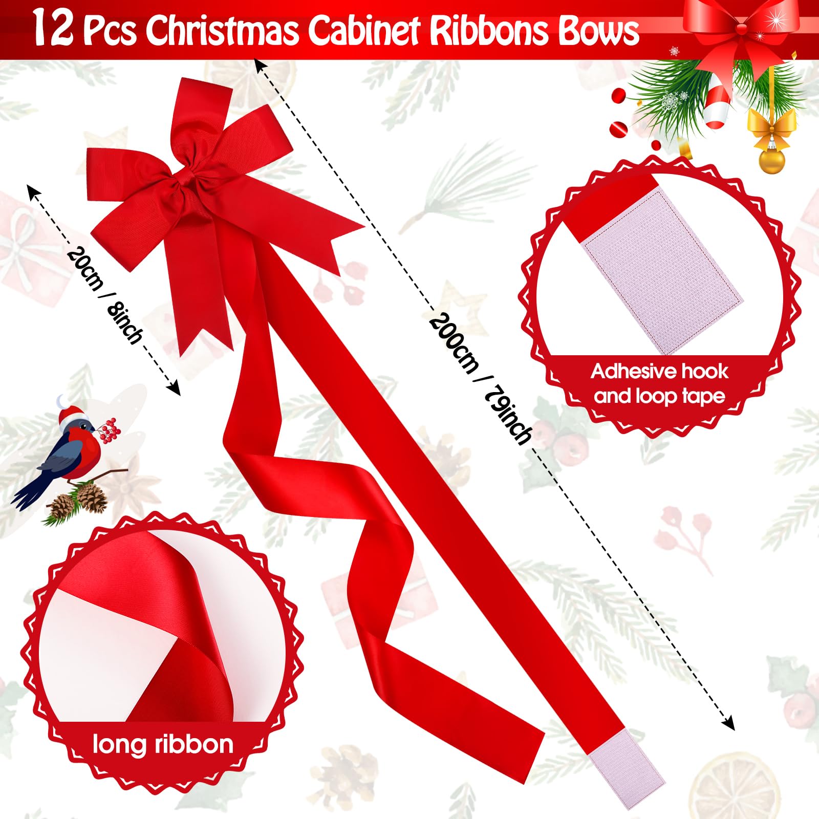 Snapklik.com : Crowye 14 Pcs Christmas Cabinet Bow For Kitchen Door ...