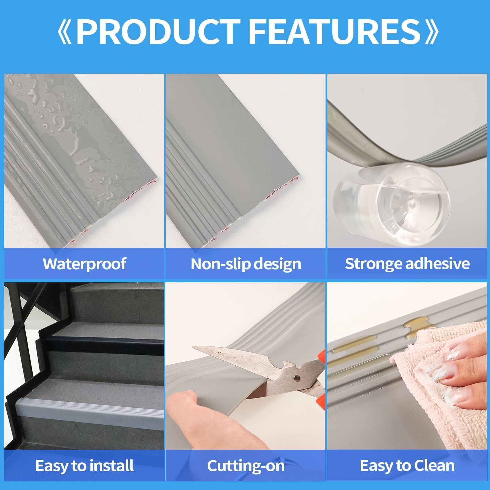 Snapklik.com : Elvone Stair Nosing, Rubber Edging Guard Trim Self ...