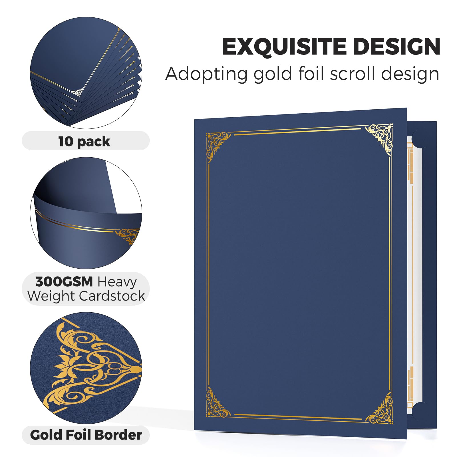 Snapklik.com : CreGear 10 Pack Certificate Holders, Navy Blue Diploma ...