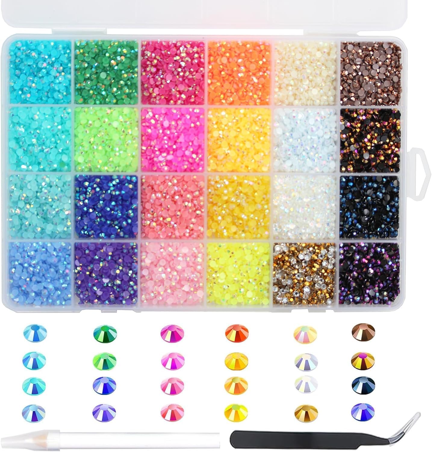 Amazon.com: 24000Pcs Nail Art Rhinestones, BetterJonny 24 Colors 3mm ...