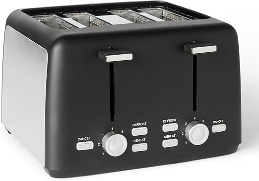 Amazon Basics Toaster 4 Slice with 7 Shade Settings and Removable Crumb ...