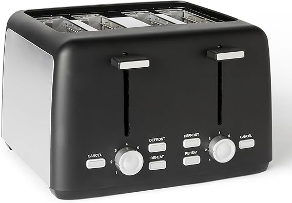 Amazon Basics Toaster 4 Slice with 7 Shade Settings and Removable Crumb ...