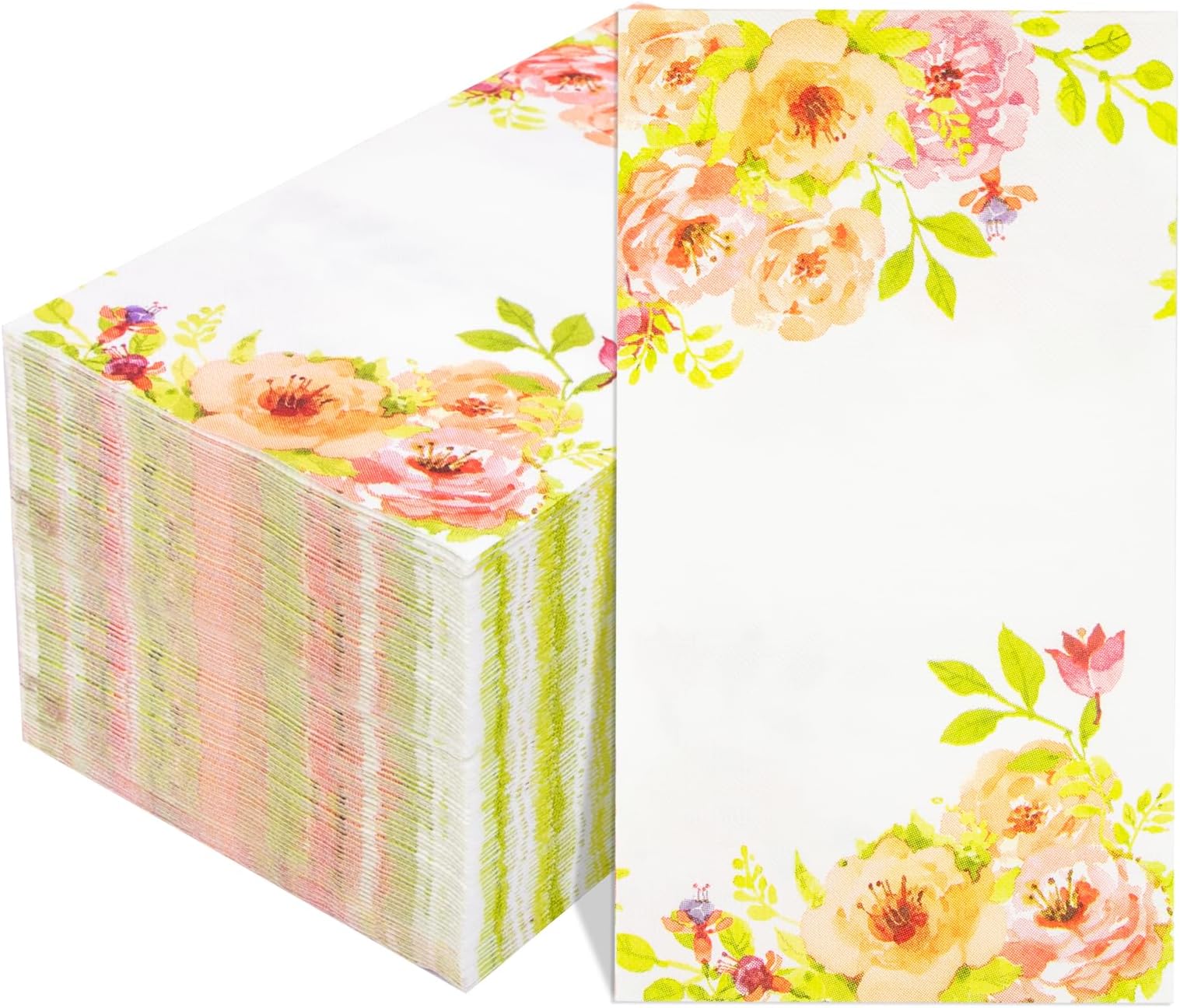 Amazon.com: WDF 100Pack Floral Napkins - 3 Ply Disposable Paper ...