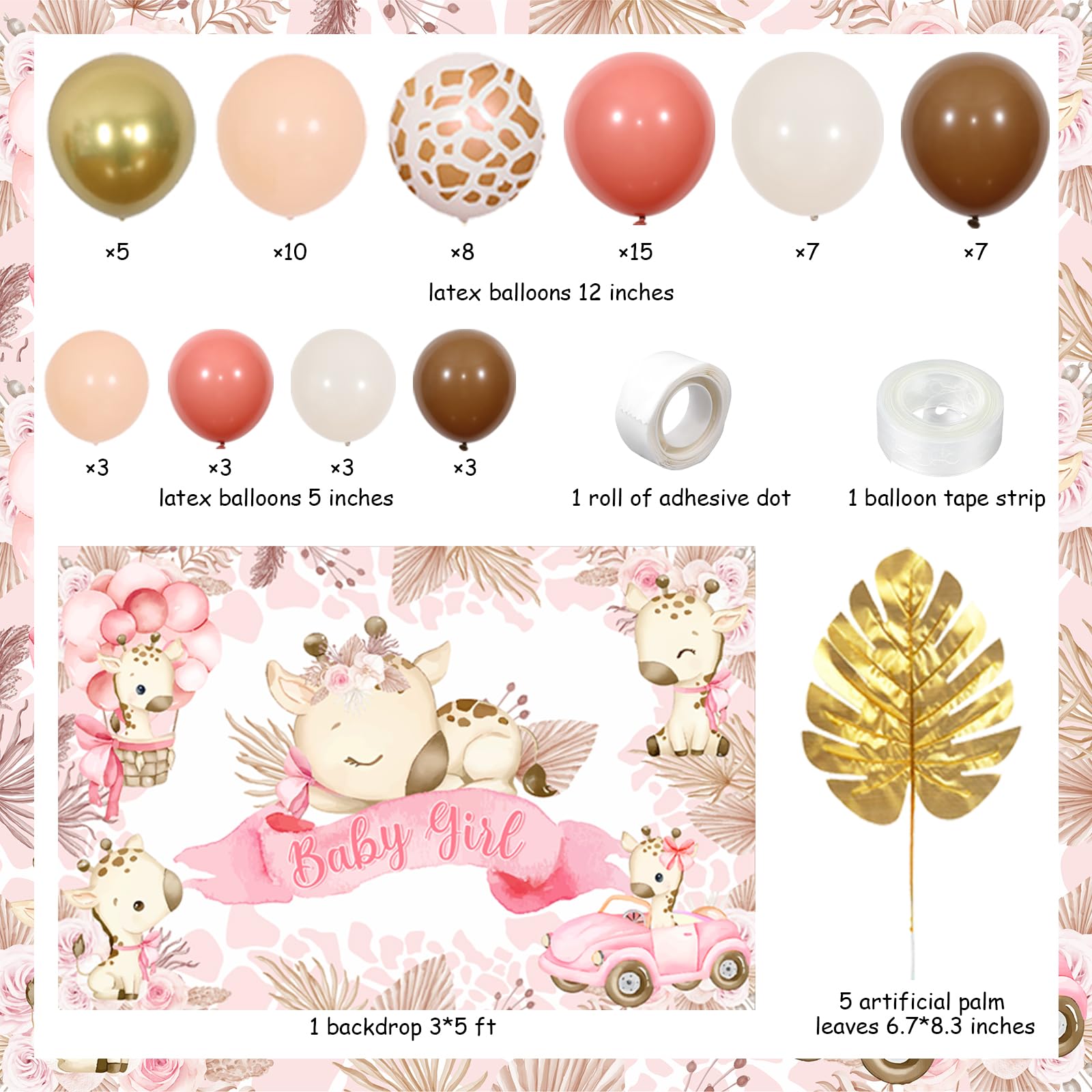 Fondo Con Estampado De Jirafa Rosa Claro Amazon.com: Kit De Guirnalda